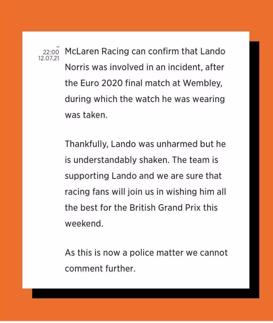 Piloto de F1 Lando Norris assaltado por £ 40k Richard Mille fora de Wembley 10986_4