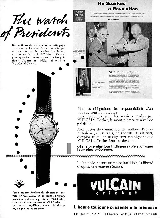 ה-Vulcain Cricket הוא השעון האמיתי של הנשיא
